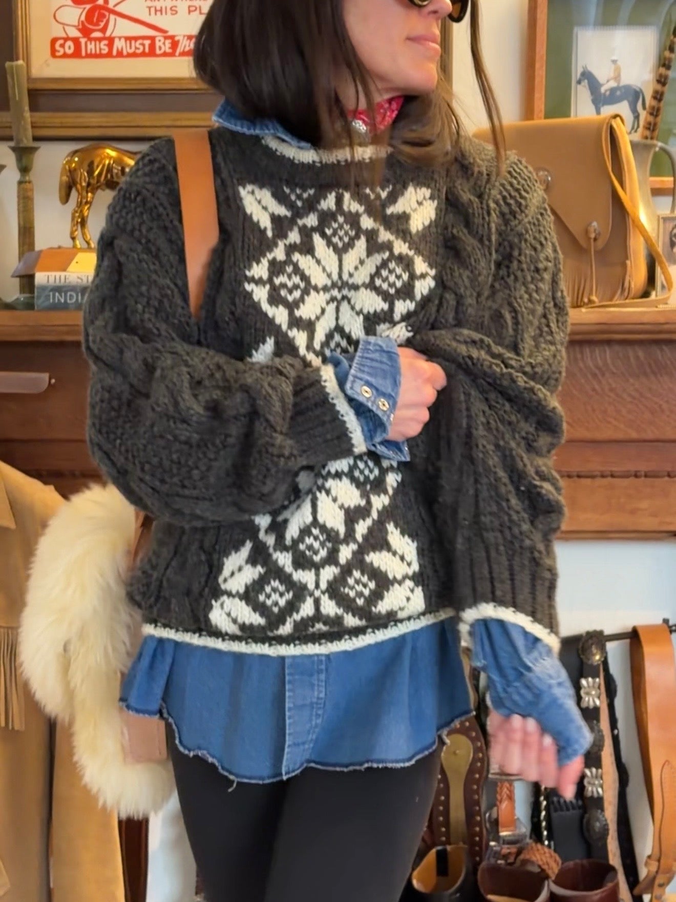 Chunky Wool Snowflake Sweater – NL Vintage